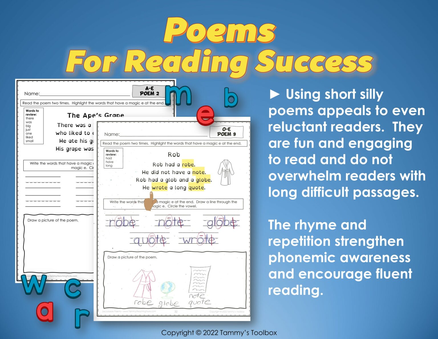 Magic E Decodable Readers Poems and Worksheets | Made By Teachers