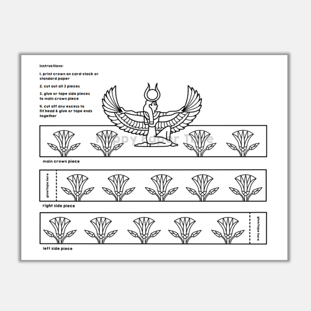 Isis Paper Crown Printable ancient Egypt Coloring Craft - Made By Teachers