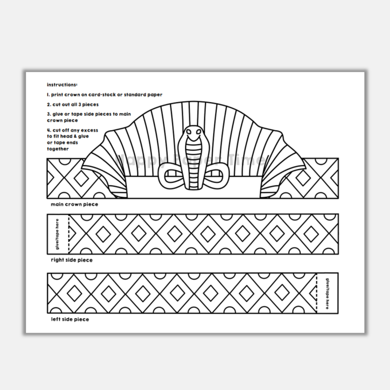 Pharaoh Paper Crown Printable ancient Egypt Coloring Craft | Made By ...