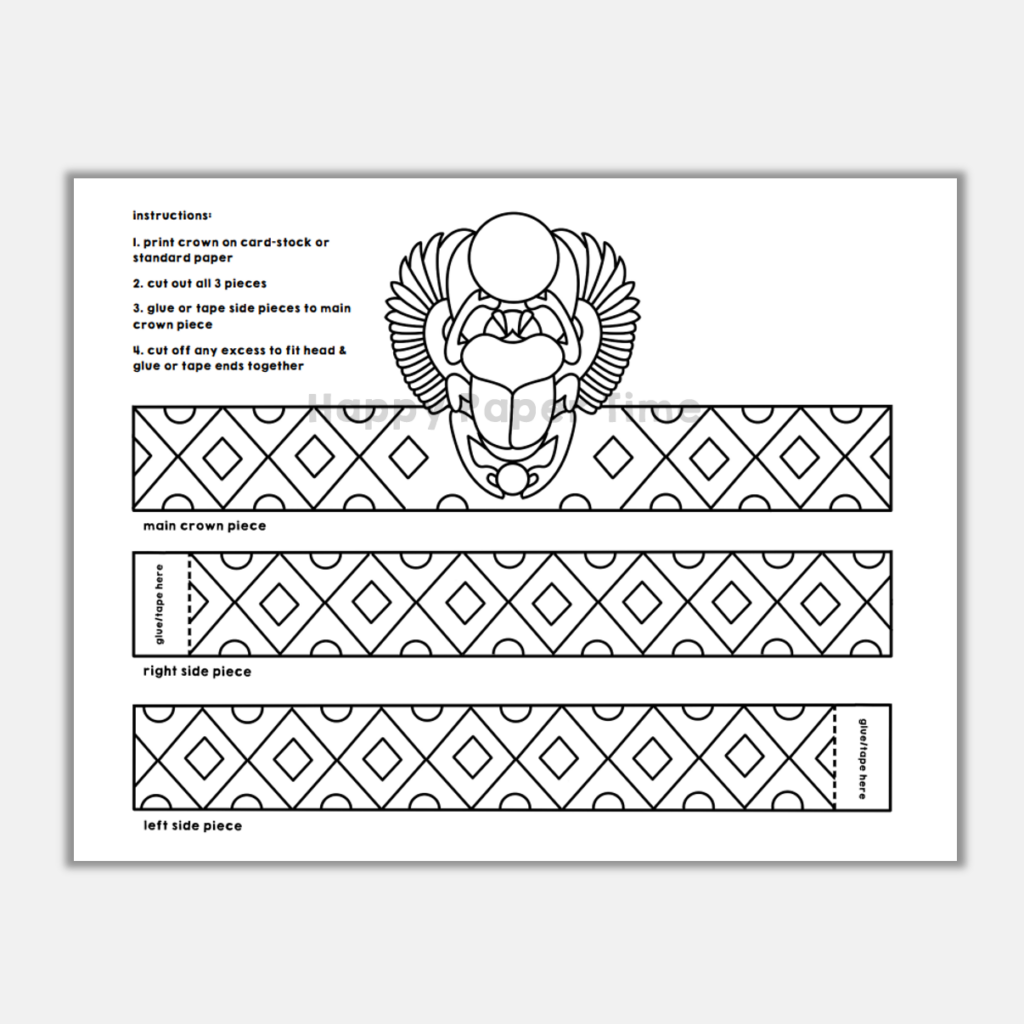 Scarab Paper Crown Printable ancient Egypt Coloring Craft | Made By ...