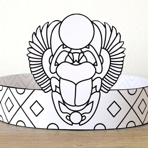 Scarab Paper Crown Printable ancient Egypt Coloring Craft | Made By ...