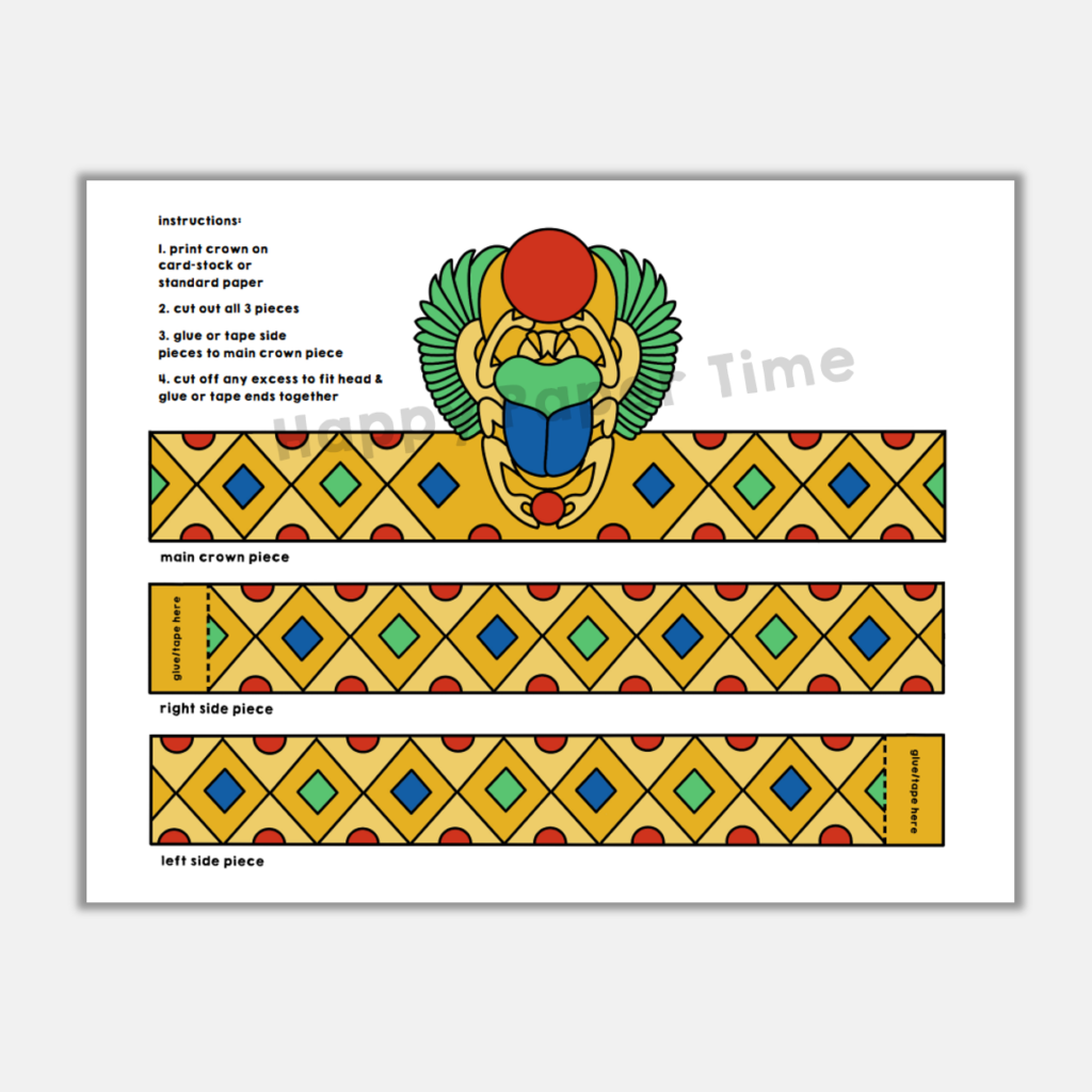 Scarab Paper Hat Crown Printable ancient Egypt Costume Craft | Made By ...