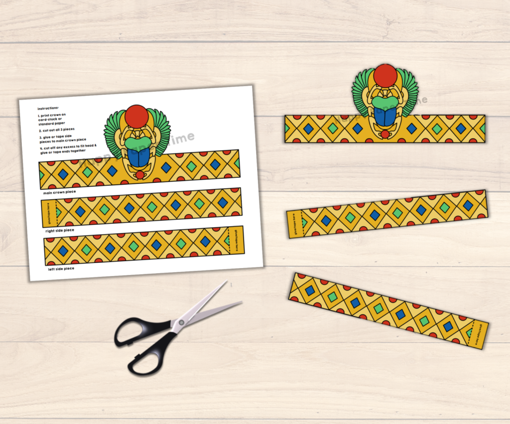 Scarab Paper Hats Crowns Printable ancient Egypt Coloring Craft - Made ...