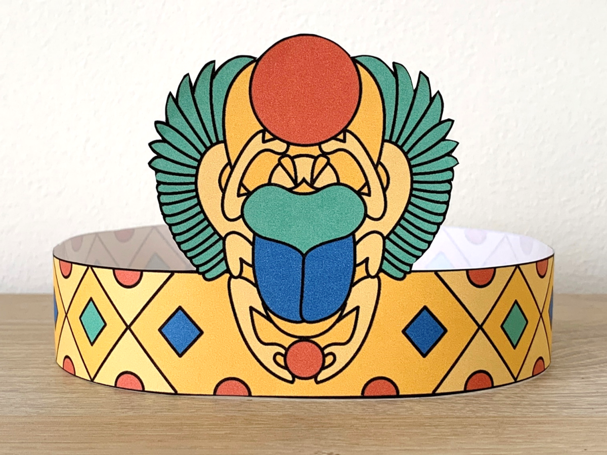 Scarab Paper Hats Crowns Printable ancient Egypt Coloring Craft | Made ...