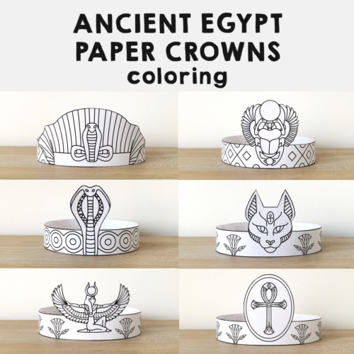 Ancient Egypt Paper Crowns Printable Coloring Craft Activity - Made By ...