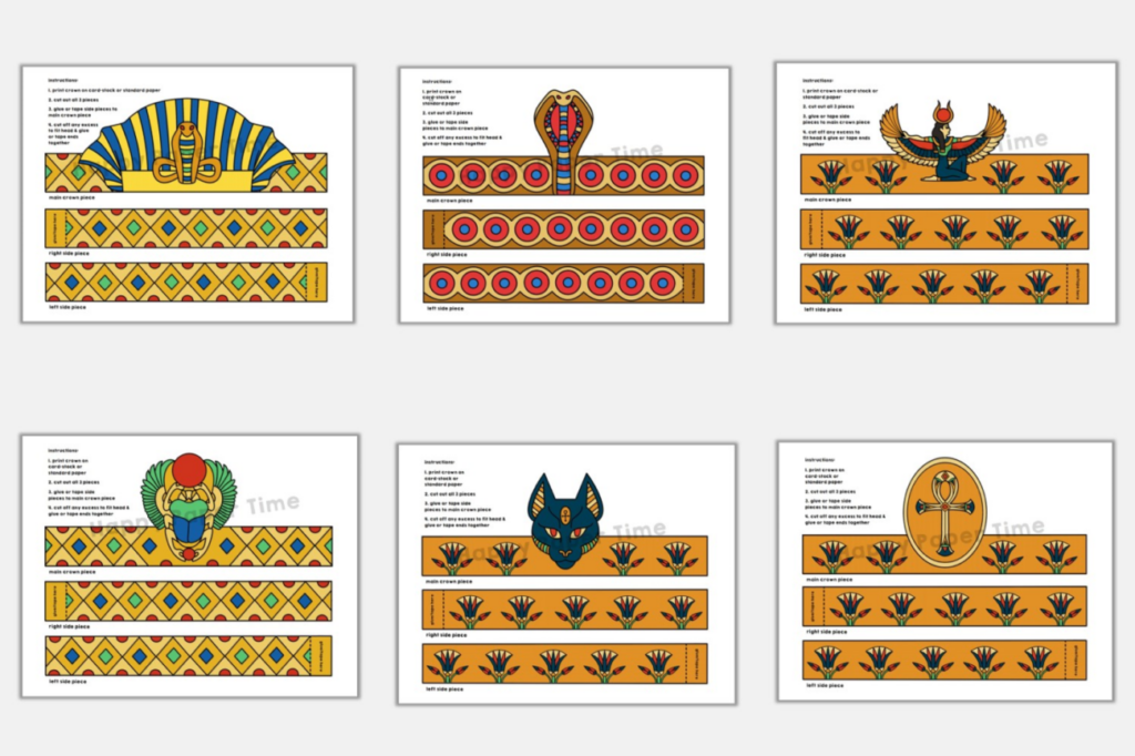 Ancient Egypt Paper Crowns Printable Costume Craft Activity | Made By ...