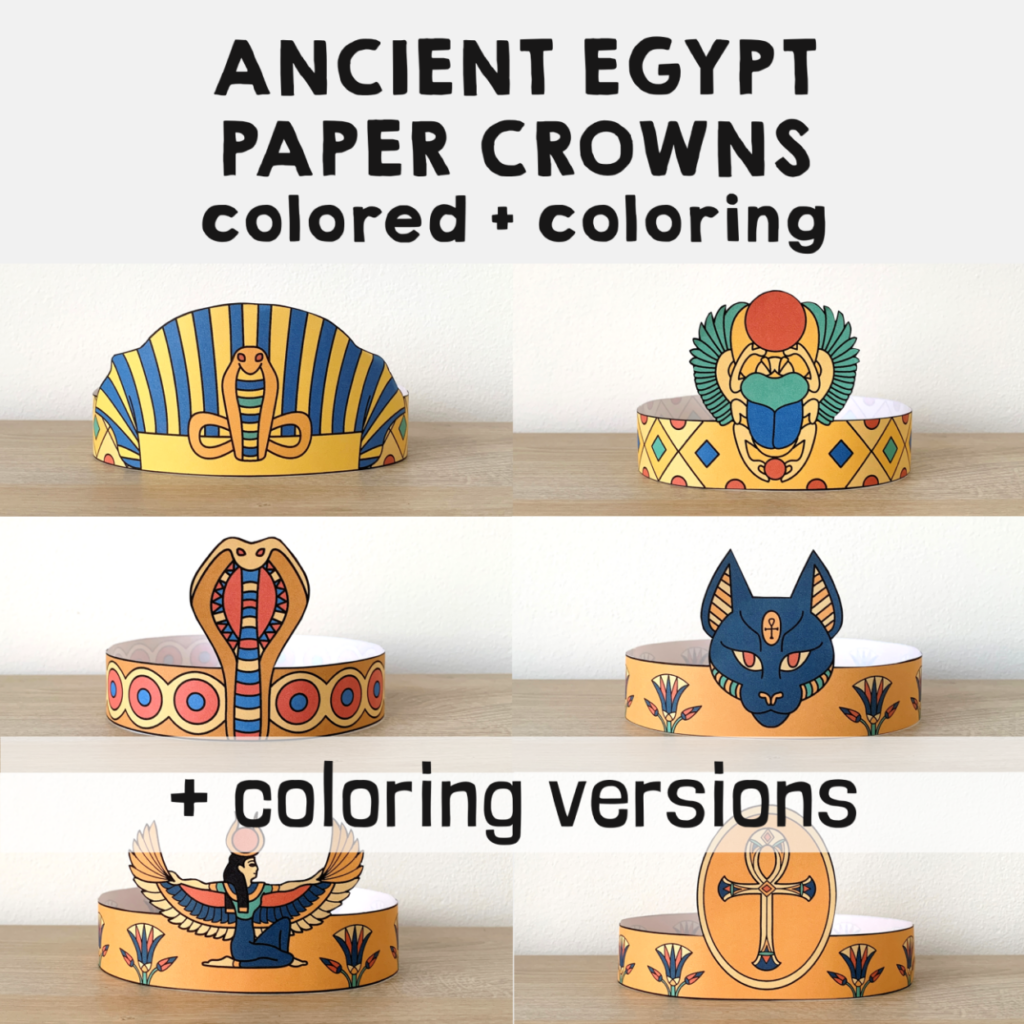 Ancient Egypt Paper Crowns Printable Coloring Craft Activity | Made By ...
