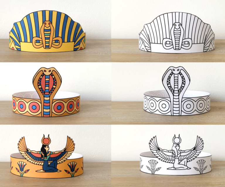 Ancient Egypt Paper Crowns Printable Coloring Craft Activity | Made By ...