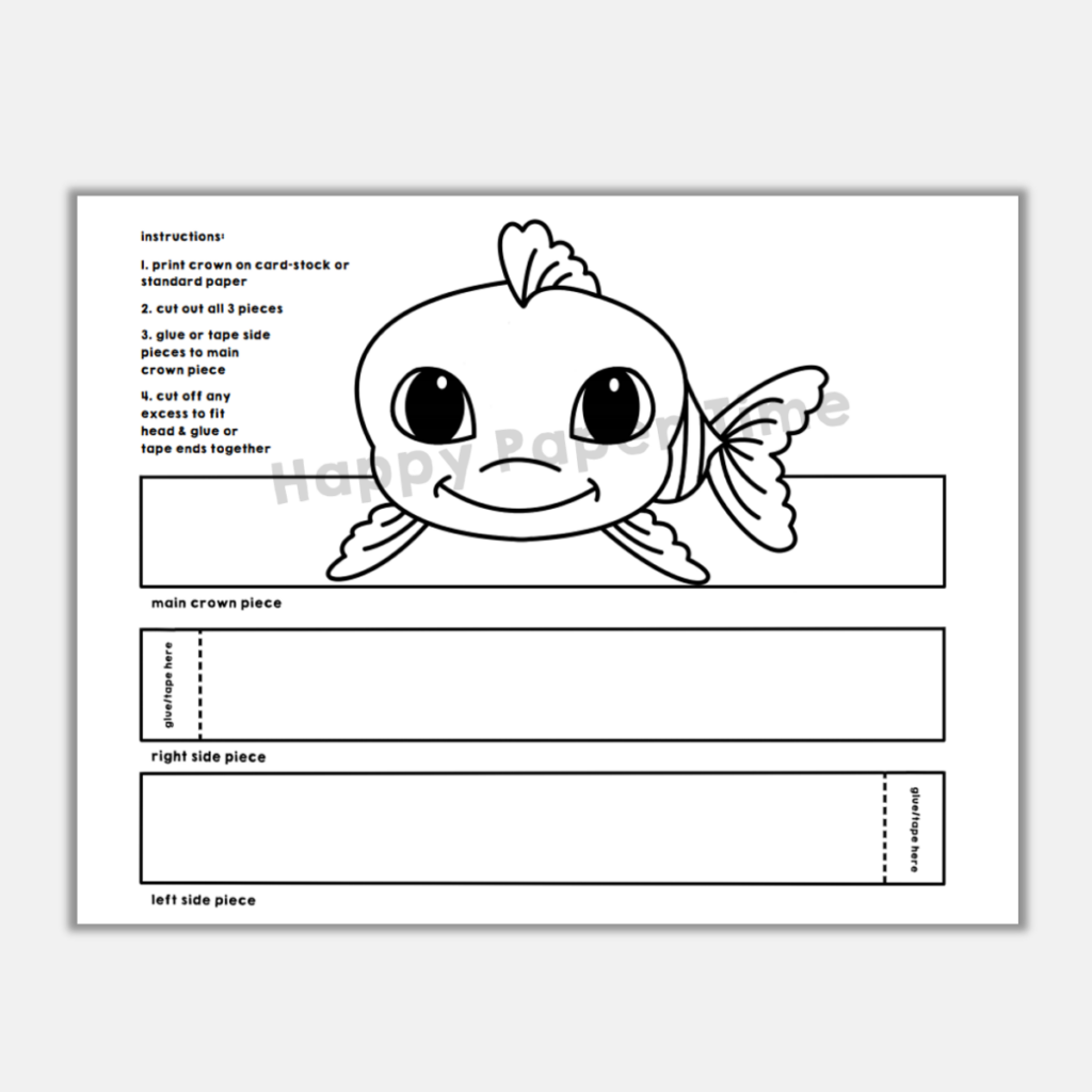 Fish Paper Crown Printable Ocean Animal Coloring Craft | Made By Teachers