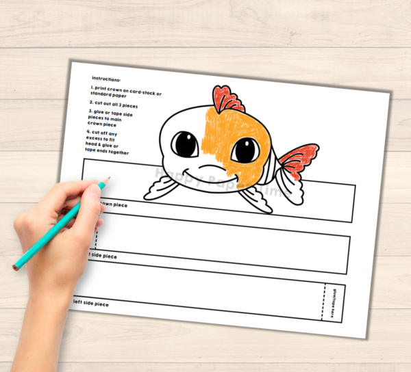 Fish Paper Crown Printable Ocean Animal Coloring Craft - Made By Teachers