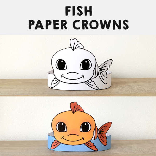 Fish Paper Crowns Printable Ocean Animal Coloring Craft | Made By Teachers