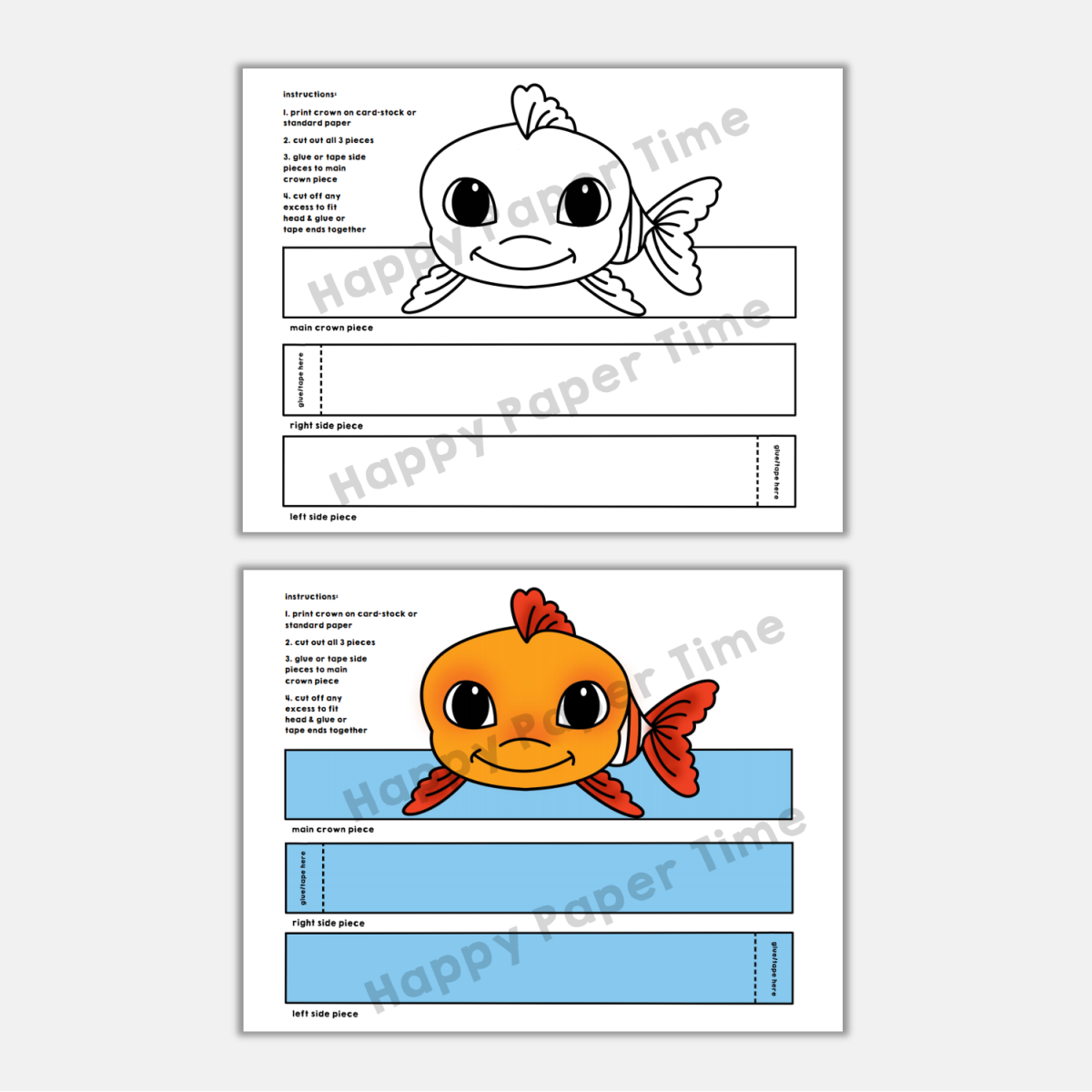 Fish Paper Crowns Printable Ocean Animal Coloring Craft | Made By Teachers