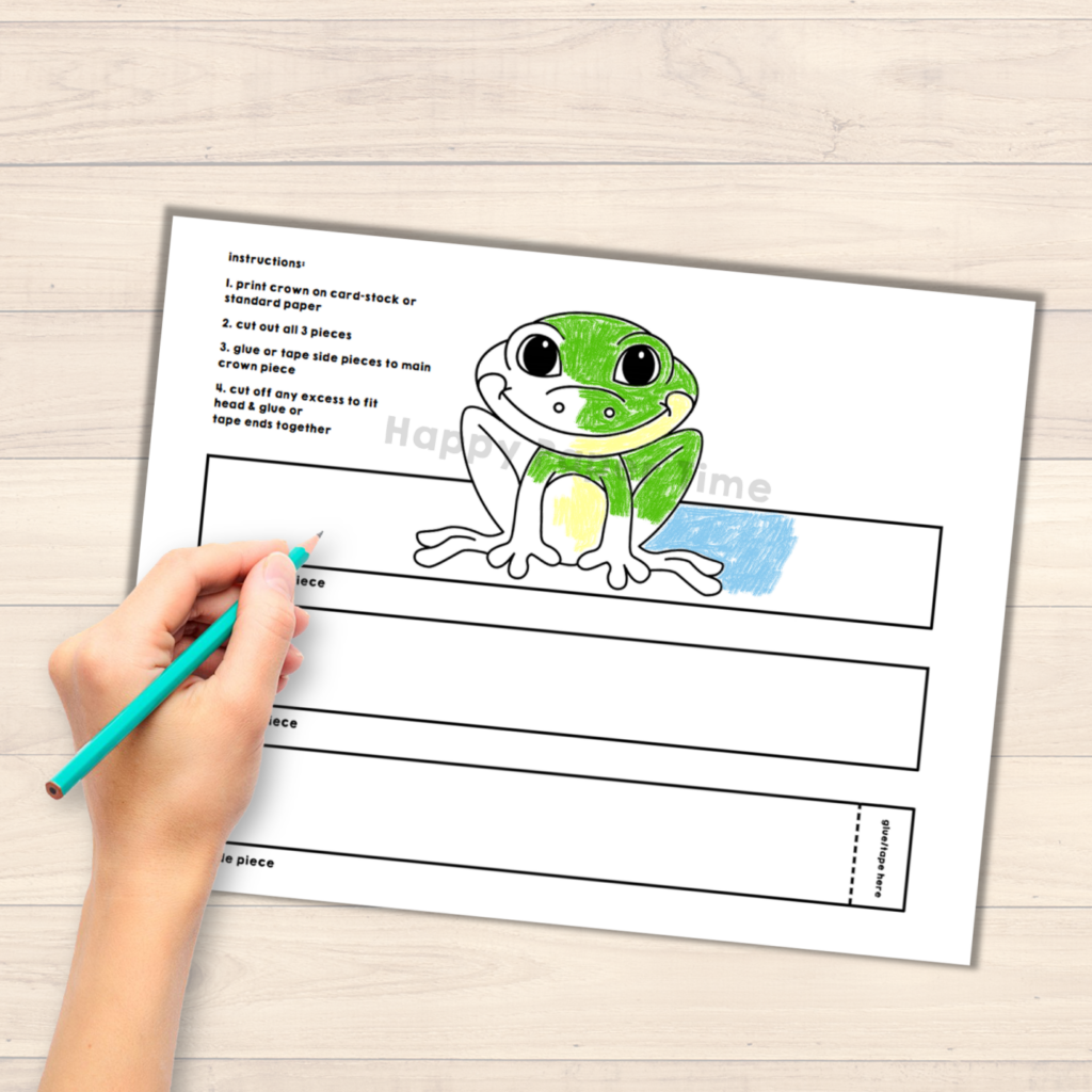Frog Paper Crown Printable Pond Animal Coloring Craft - Made By Teachers