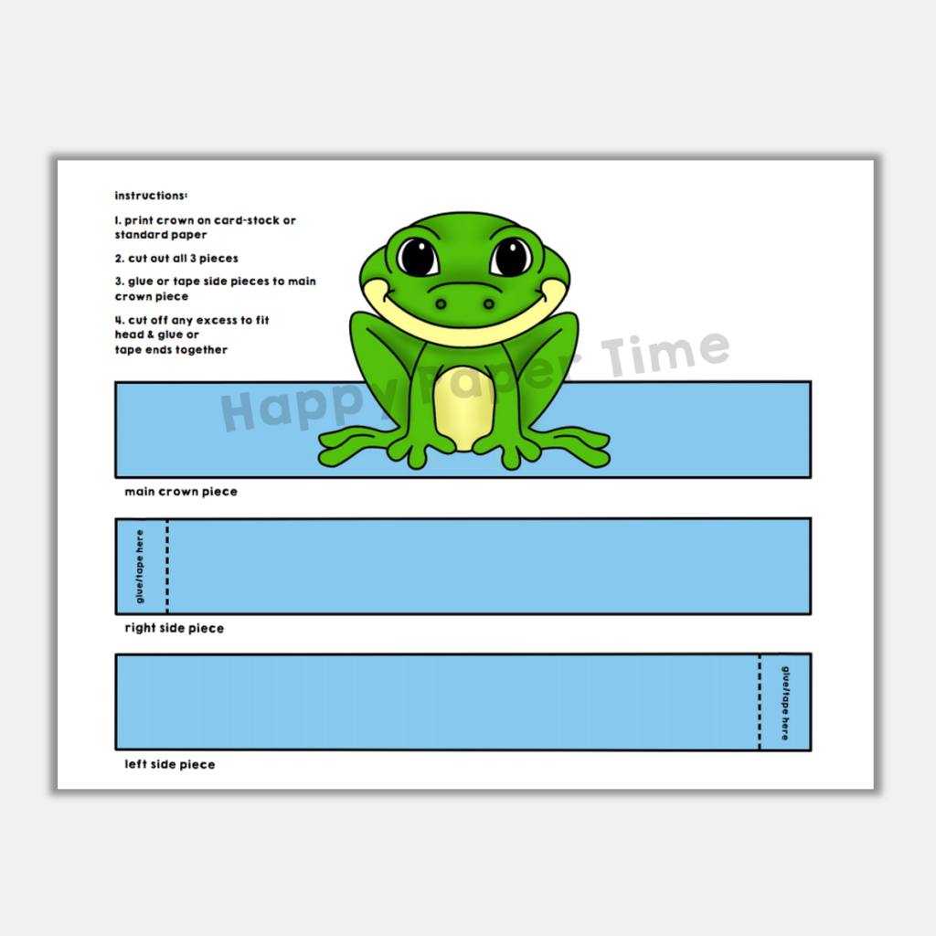 Frog Paper Crown Printable Pond Animal Costume Craft | Made By Teachers