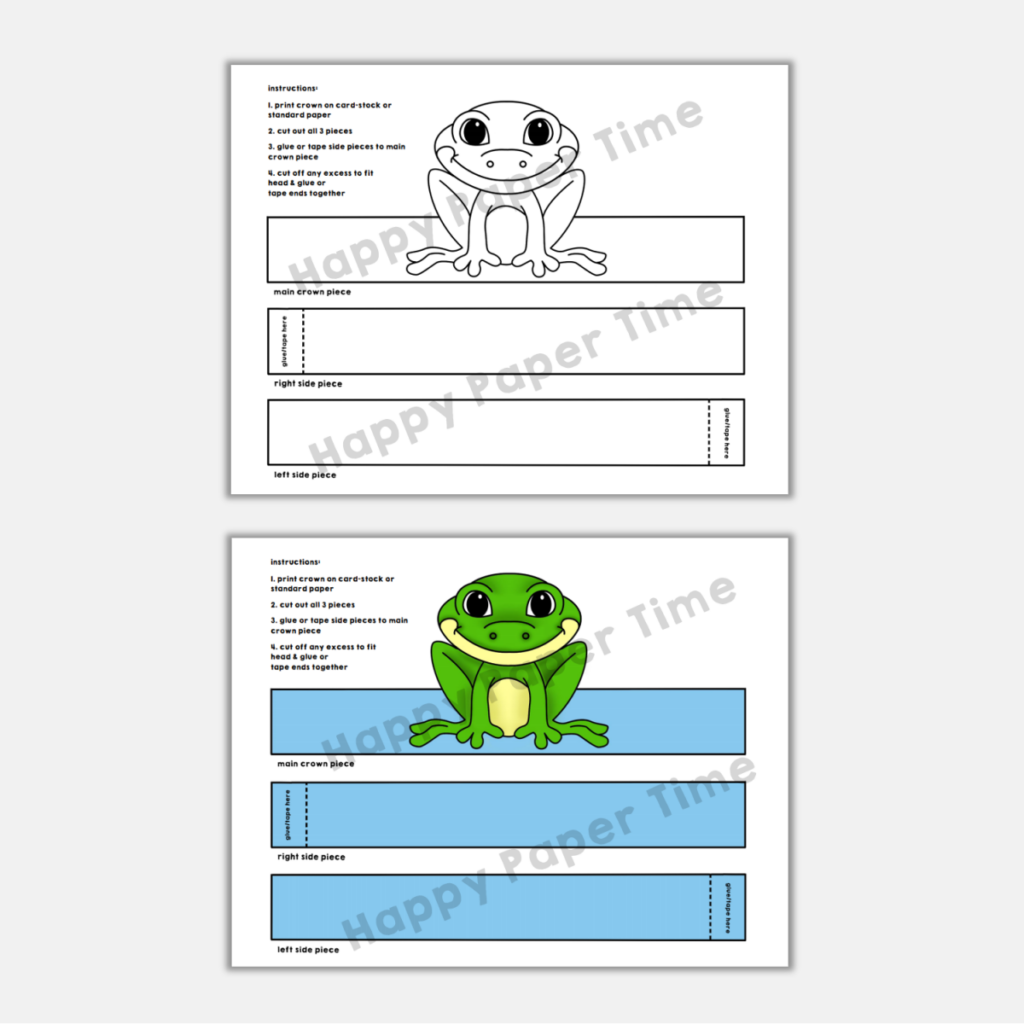 Frog Paper Crowns Printable Pond Animal Coloring Craft | Made By Teachers