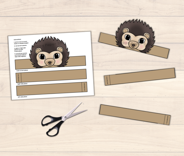 Hedgehog Paper Crown Printable Forest Animal Costume Craft - Made By ...