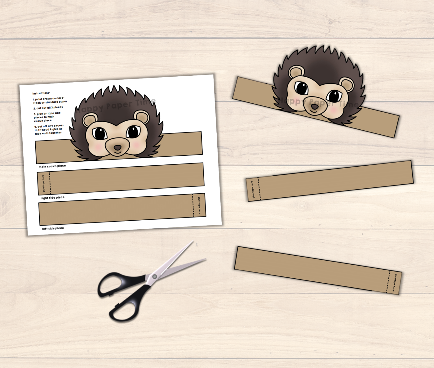 Hedgehog Paper Crown Printable Forest Animal Costume Craft - Made By ...