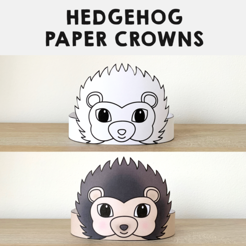 Hedgehog Paper Crowns Printable Forest Animal Coloring Craft | Made By ...