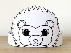 Hedgehog Paper Crowns Printable Forest Animal Coloring Craft | Made By ...
