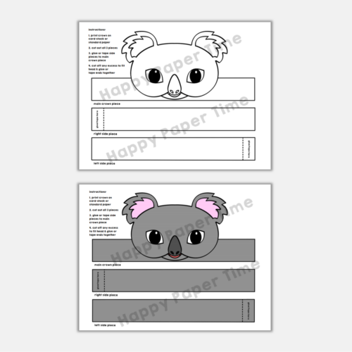 Koala Paper Crowns Printable Australian Animal Coloring Craft - Made By ...