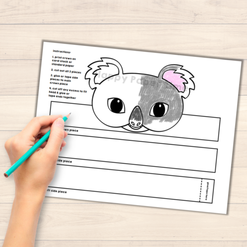 Koala Paper Crowns Printable Australian Animal Coloring Craft | Made By ...