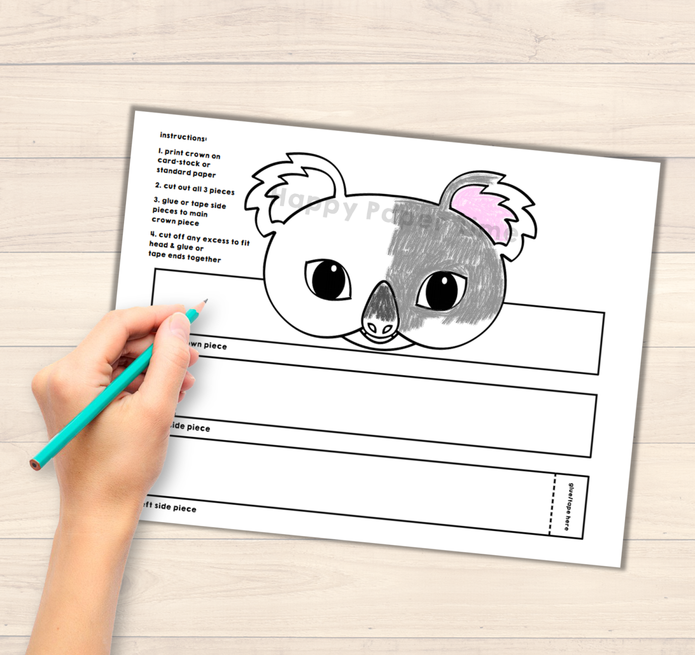 Koala Paper Crowns Printable Australian Animal Coloring Craft | Made By ...