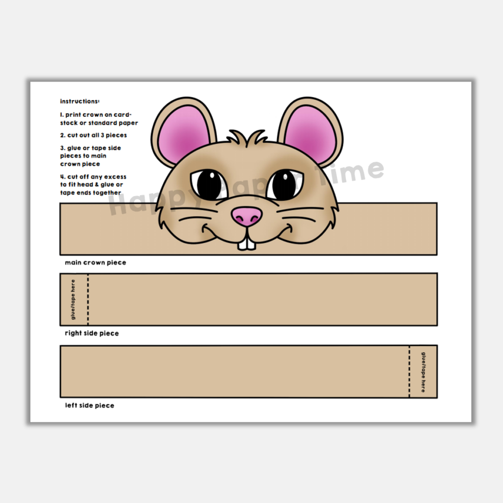 Mouse Paper Crown Printable Forest Animal Costume Craft | Made By Teachers
