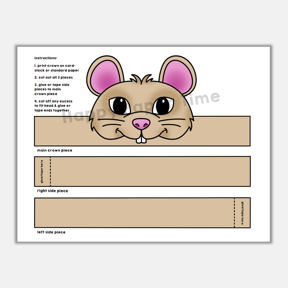 Mouse Paper Crown Printable Forest Animal Costume Craft | Made By Teachers