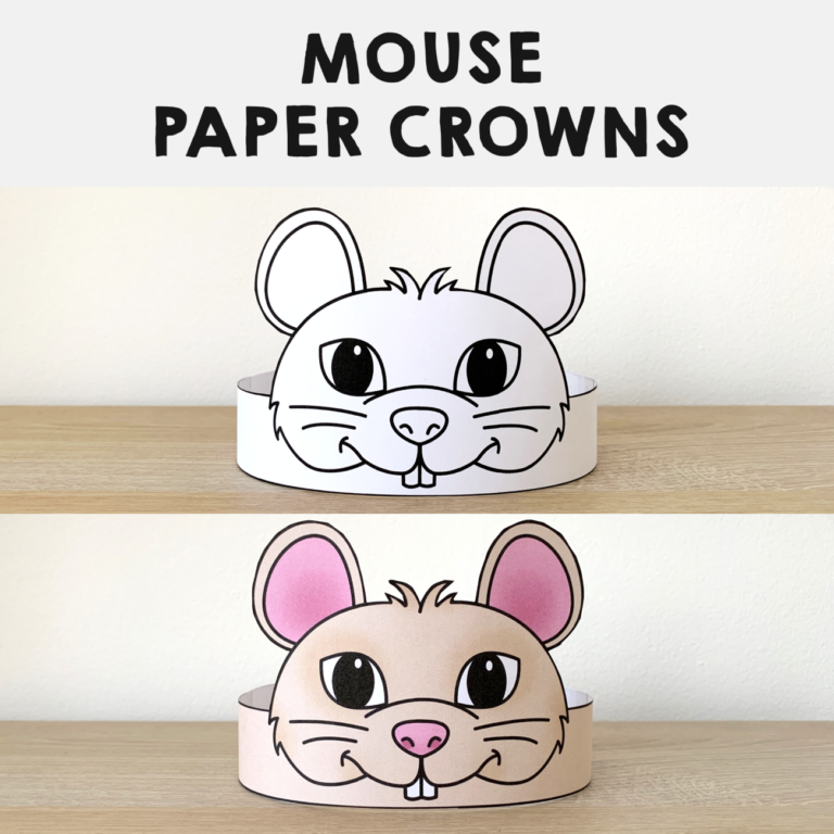 Mouse Paper Crowns Printable Forest Animal Coloring Craft | Made By ...