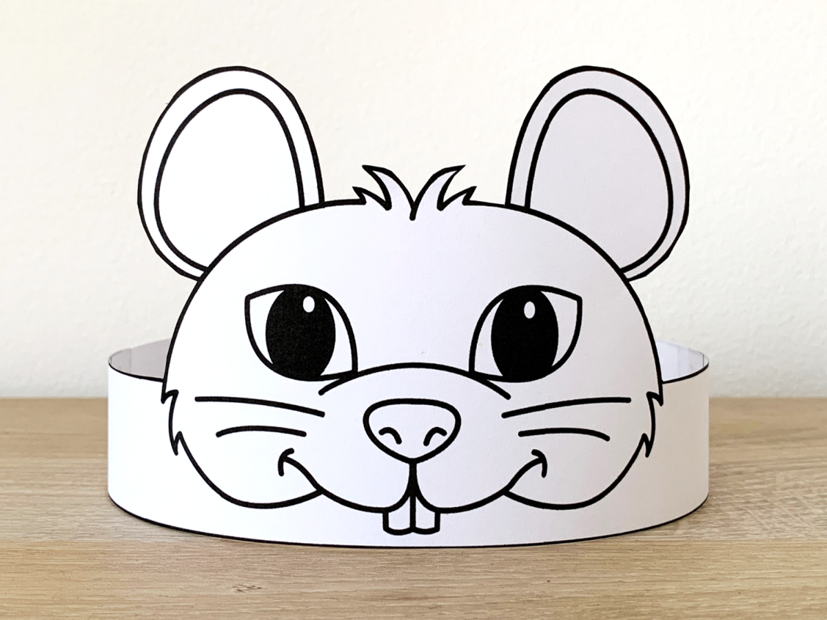 Mouse Paper Crowns Printable Forest Animal Coloring Craft | Made By ...