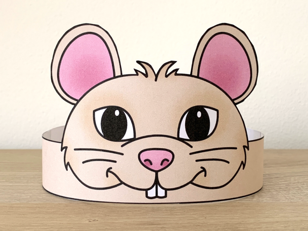 Mouse Paper Crowns Printable Forest Animal Coloring Craft - Made By ...
