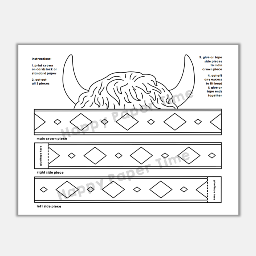Bison Headdress Paper Crown Printable Native American Coloring Craft ...