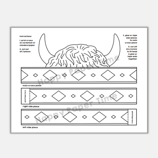 Bison Headdress Paper Crown Printable Native American Coloring Craft ...