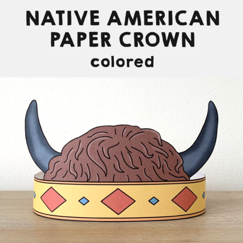 Bison Headdress Paper Crowns Printable Native American Coloring Craft ...