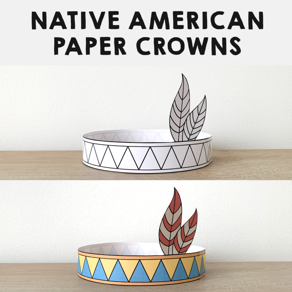 Native American Headbands Feathers Paper Crowns Printable Coloring ...