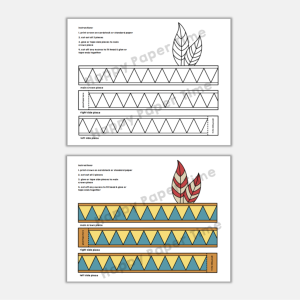 Native American Headbands Feathers Paper Crowns Printable Coloring ...