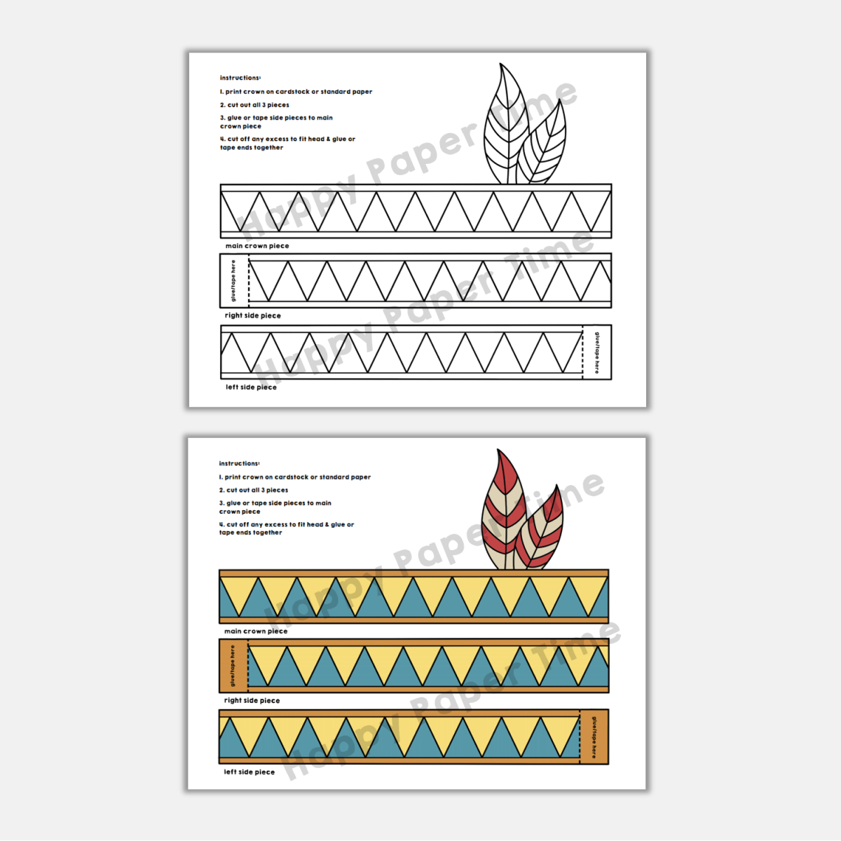 Native American Headbands Feathers Paper Crowns Printable Coloring ...