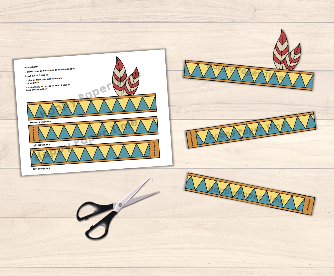Native American Headbands Feathers Paper Crowns Printable Coloring ...