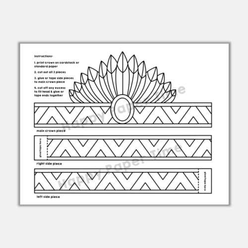 Native American Headdress Feathers Paper Crown Printable Coloring Craft ...