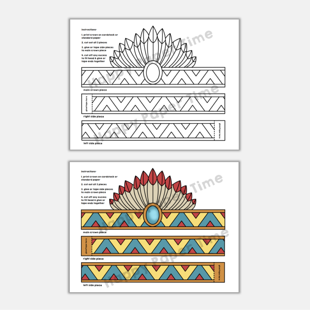 Native American Headbands Feathers Paper Crowns Printable Coloring ...