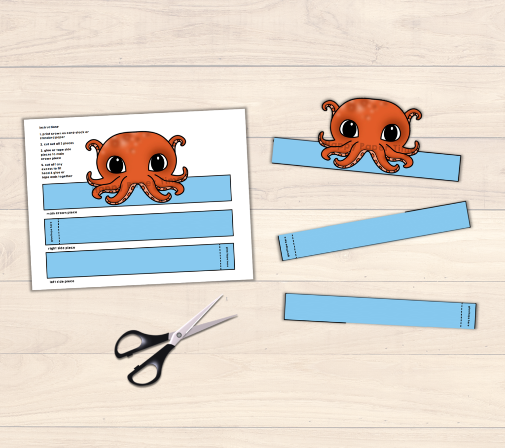 Octopus Paper Crown Printable Ocean Sea Animal Costume Craft | Made By ...