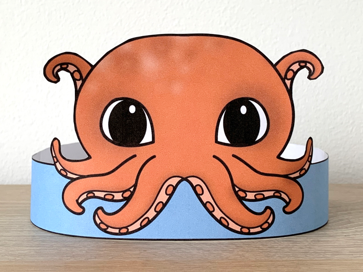Octopus Paper Crowns Printable Ocean Sea Animal Coloring Craft - Made ...