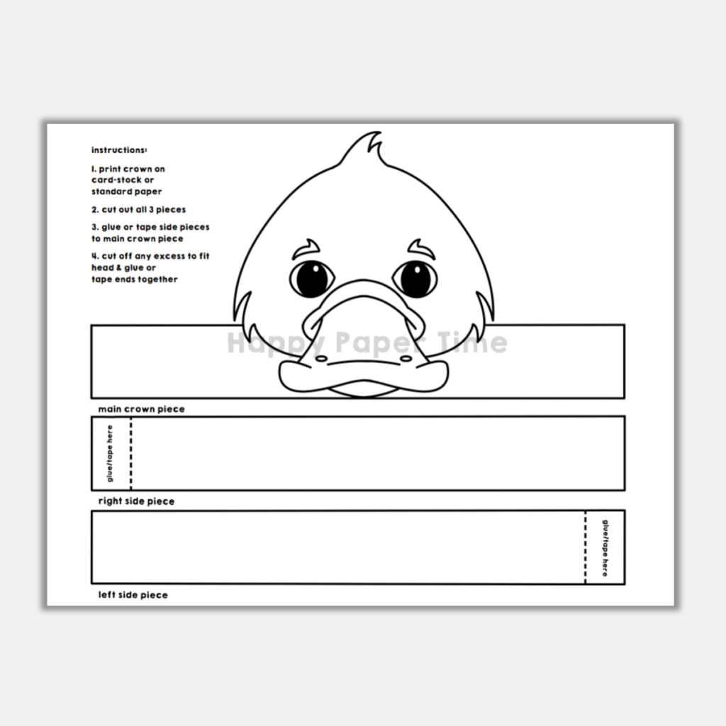Platypus Paper Crown Printable Australian Animal Coloring Craft | Made ...