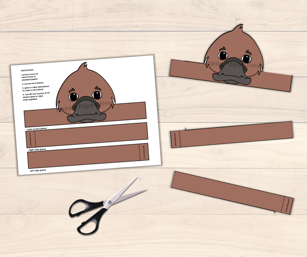Platypus Paper Crown Printable Australian Animal Costume Craft - Made ...