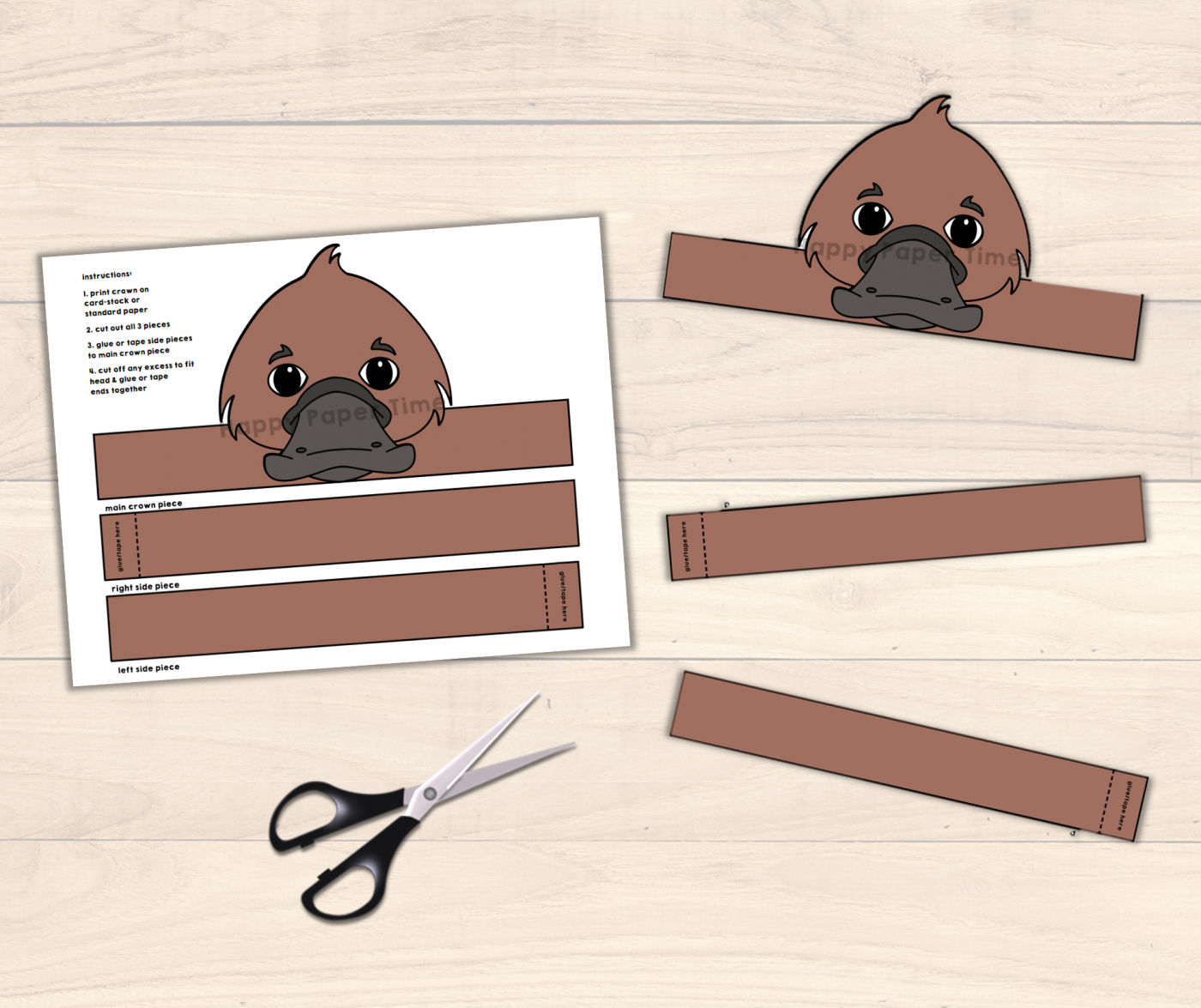 Platypus Paper Crowns Printable Australian Animal Coloring Craft | Made ...