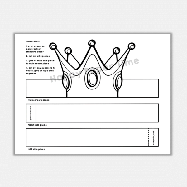 Princess Paper Crown Printable Royal Coloring Craft Activity | Made By ...