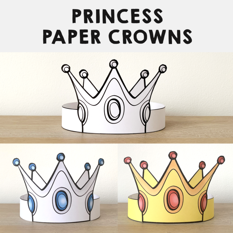 Princess Paper Crowns Printable Royal Coloring Costume Craft Activity ...