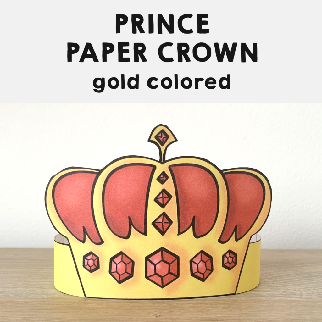 Prince King Paper Gold Crown Printable Royal Costume Craft Activity ...