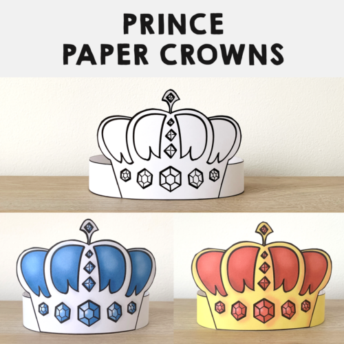 Prince King Paper Crowns Printable Royal Coloring Costume Craft ...