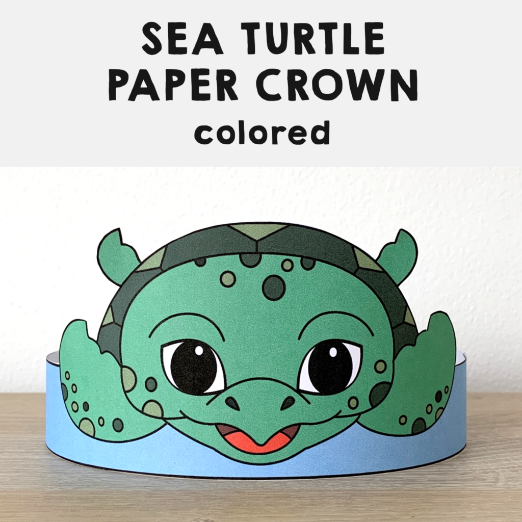 Sea Turtle Paper Crowns Printable Ocean Sea Animal Coloring Craft ...